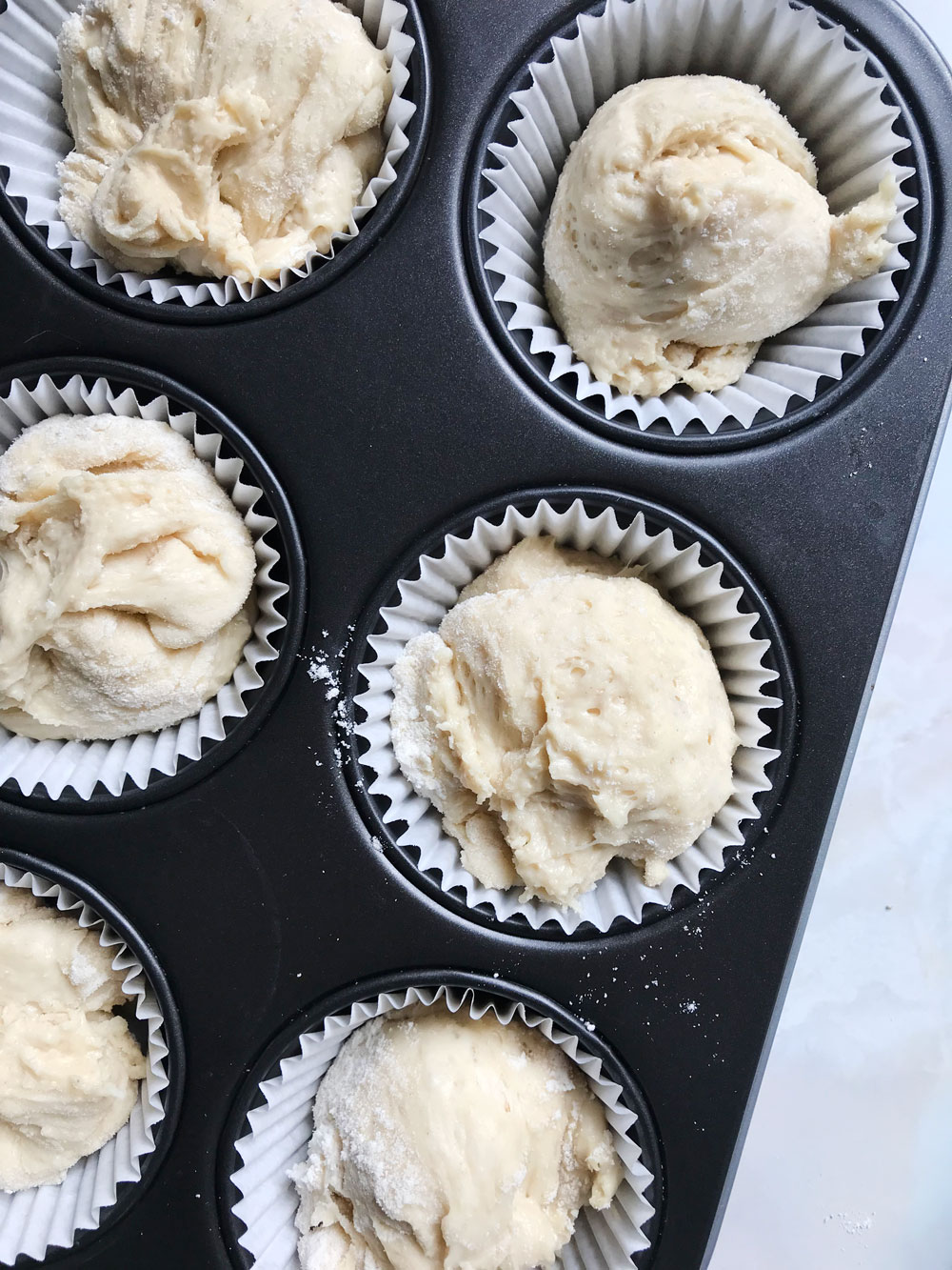 Raspberry & rhubarb vegan yeast breakfast muffins - Let's Eat Smart