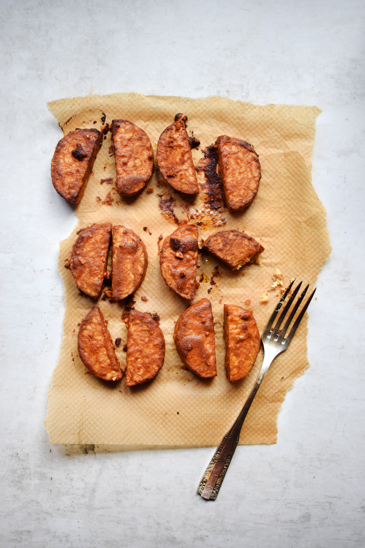 Marmite Peanut Butter Marinated Baked Tempeh - Let's Eat Smart